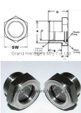 male NPT thread 1/4 INCH stainless steel bulls eye sight glasses for ...