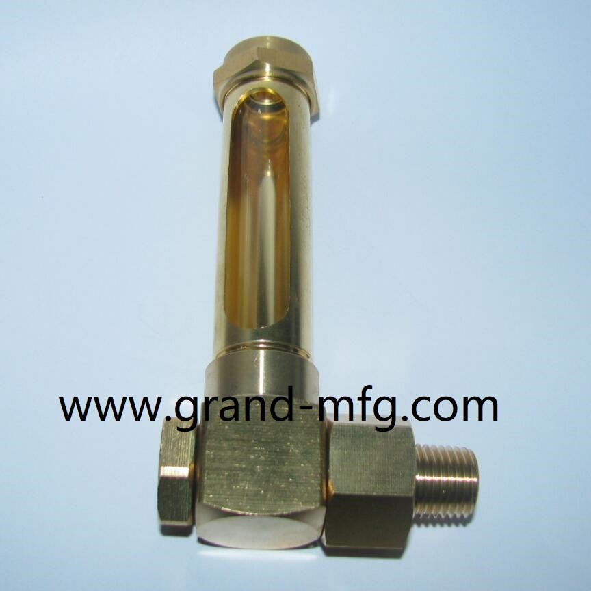 Custom oil sight glass male NPT thread 3/4" natural brass tubular oil ...