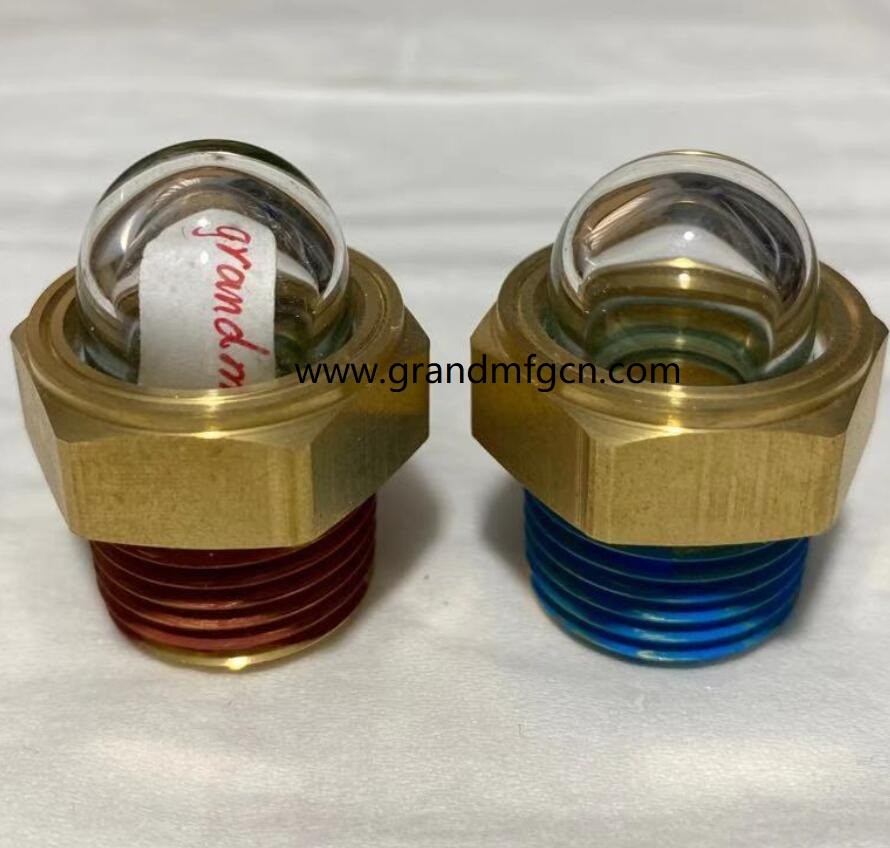 male NPT pipe threads 1/2 inch domed shaped flow liquid level gauge oil ...