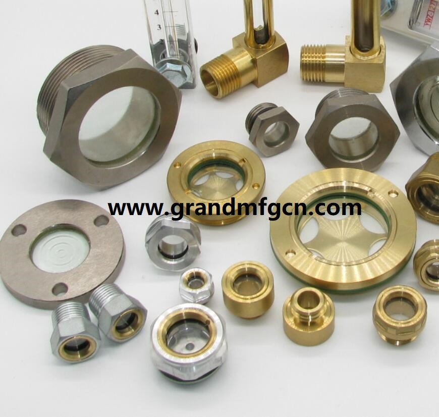 BSP 1 1/2" brass sight glass flow liquid level gauge circular oil level ...