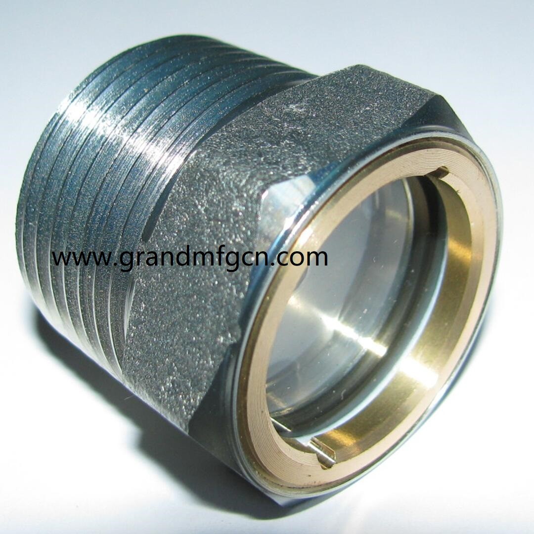 Male NPT pipe thread 1-1/4" Hexagon head steel oil sight glass nickel ...