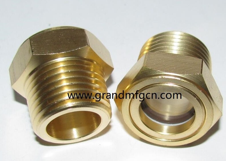 USA NPT thread 3/8 1/2 INCH brass oil level sight glass indicator hex ...