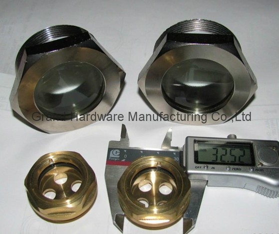 BSP 3/4"male thread Metal Sight Glass steel nickel plated Fused Glass ...